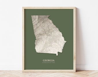 Georgia Hydrological Map of Rivers and Lakes, Georgia Rivers Poster Map ...