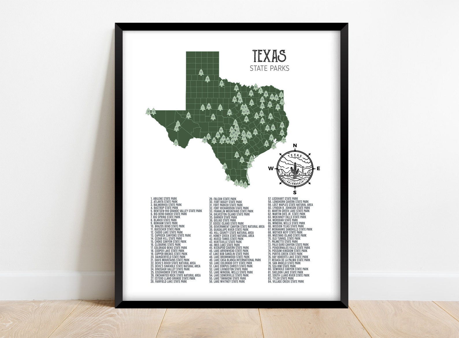 Texas State Parks Map Print - Etsy