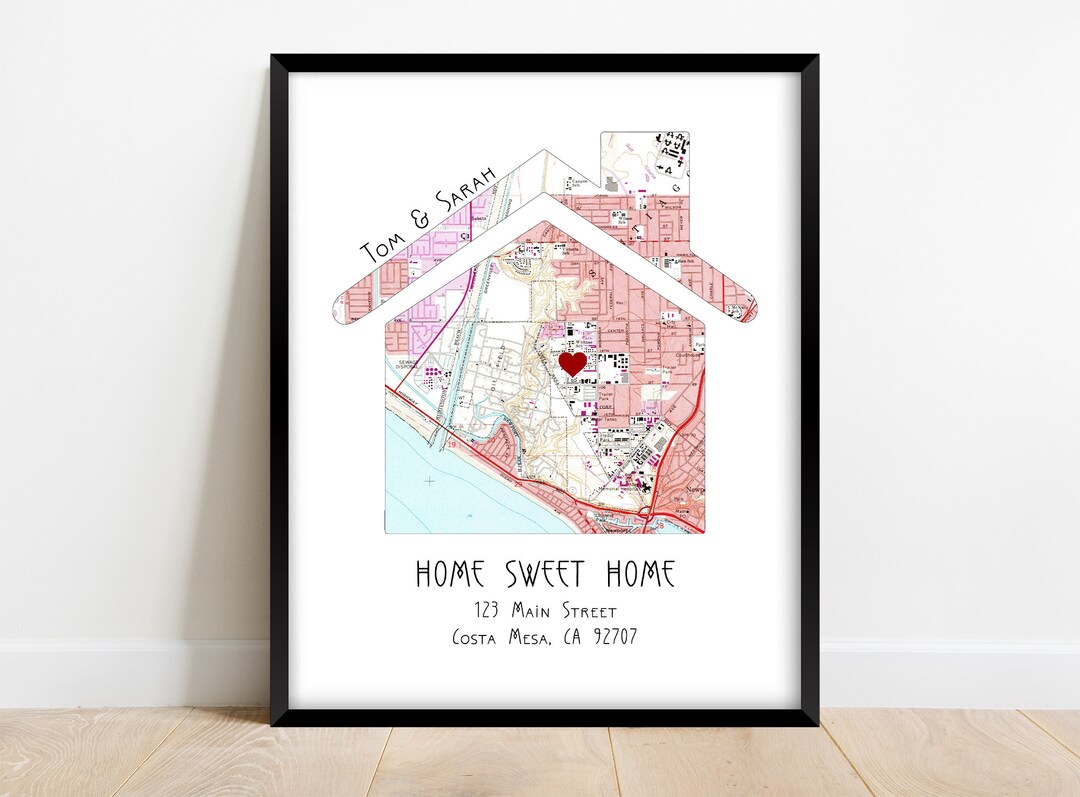 First Home Map Gift, Personalized Housewarming Gift, New Home Owner ...