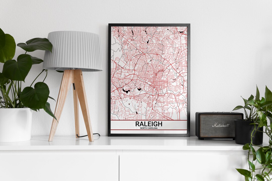 Raleigh North Carolina Map Print, North Carolina State University (NCSU ...