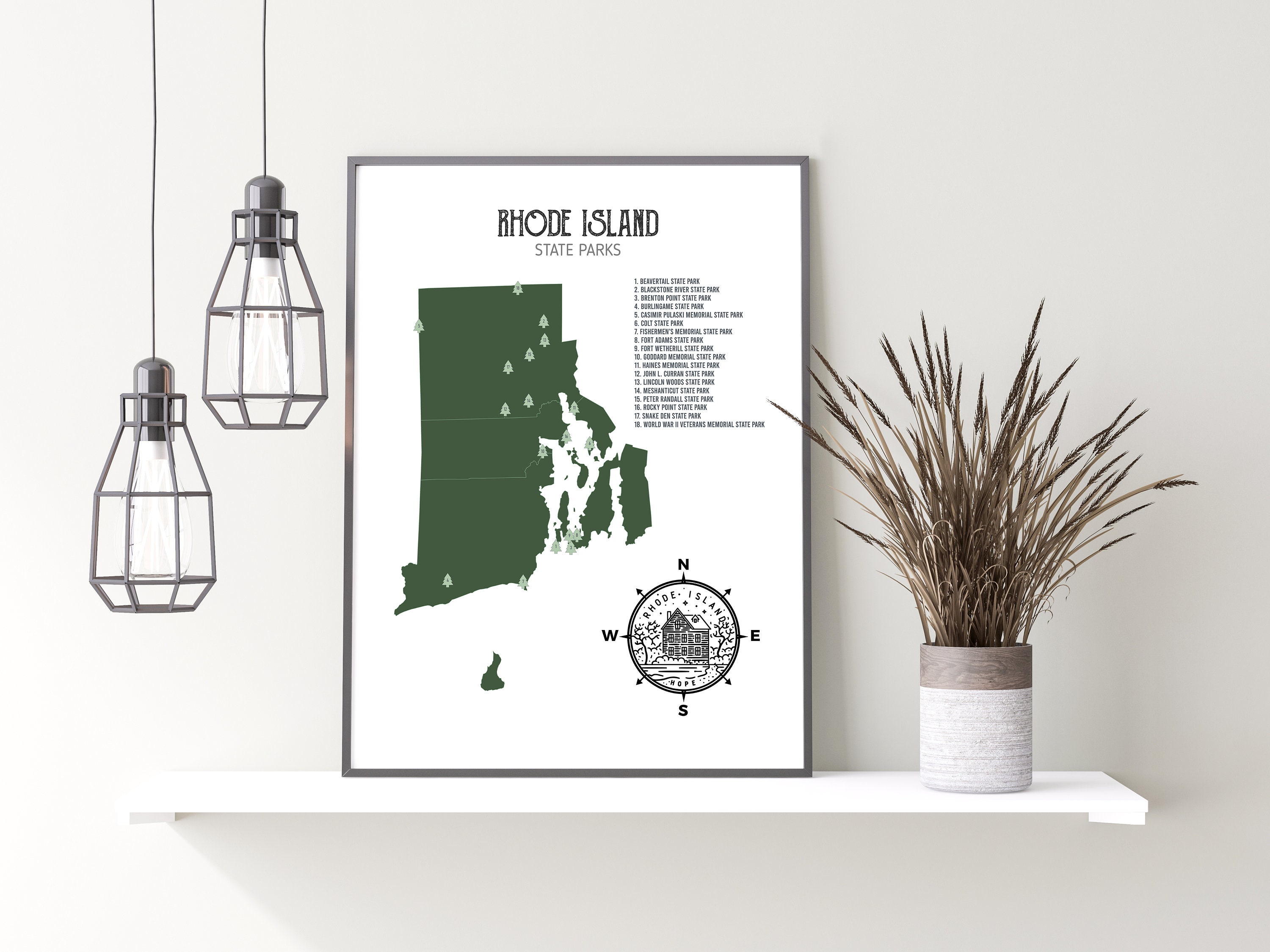 Rhode Island State Parks Map - Etsy