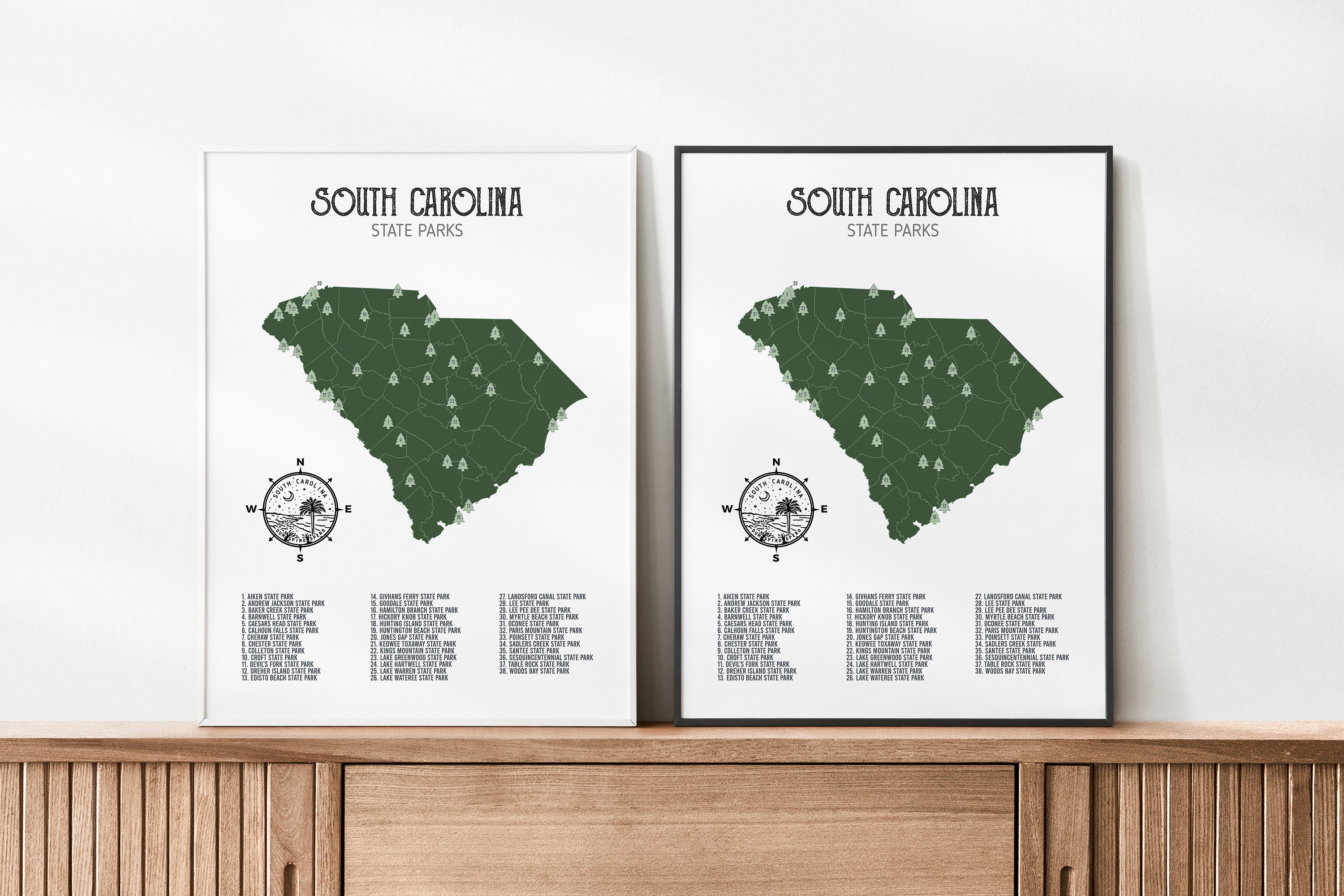 South Carolina State Parks Map Print - Etsy