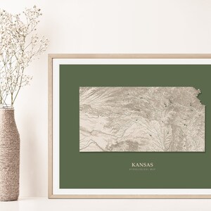 Kansas Hydrological Map Poster (green) - Etsy