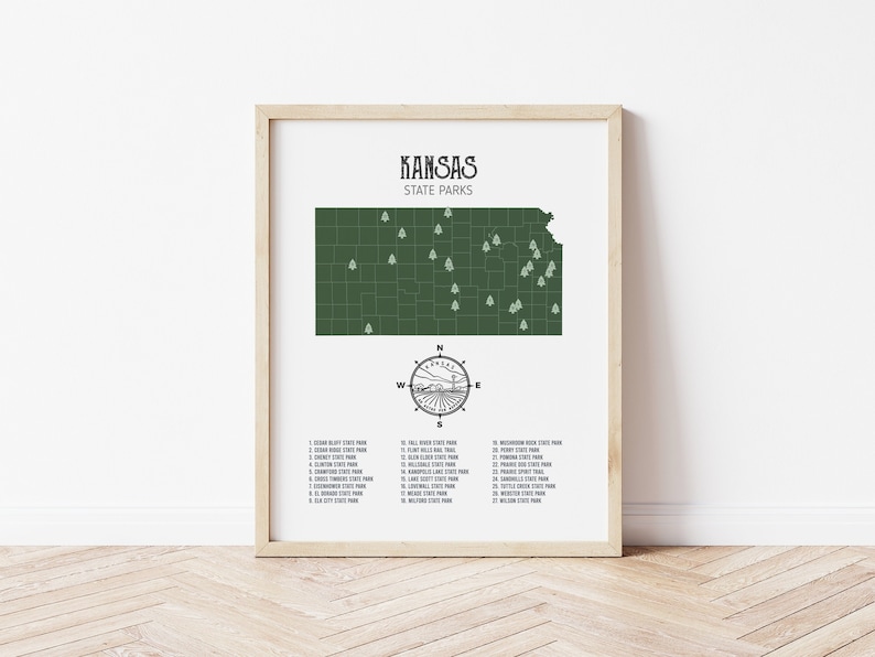 Kansas State Parks Map | Etsy