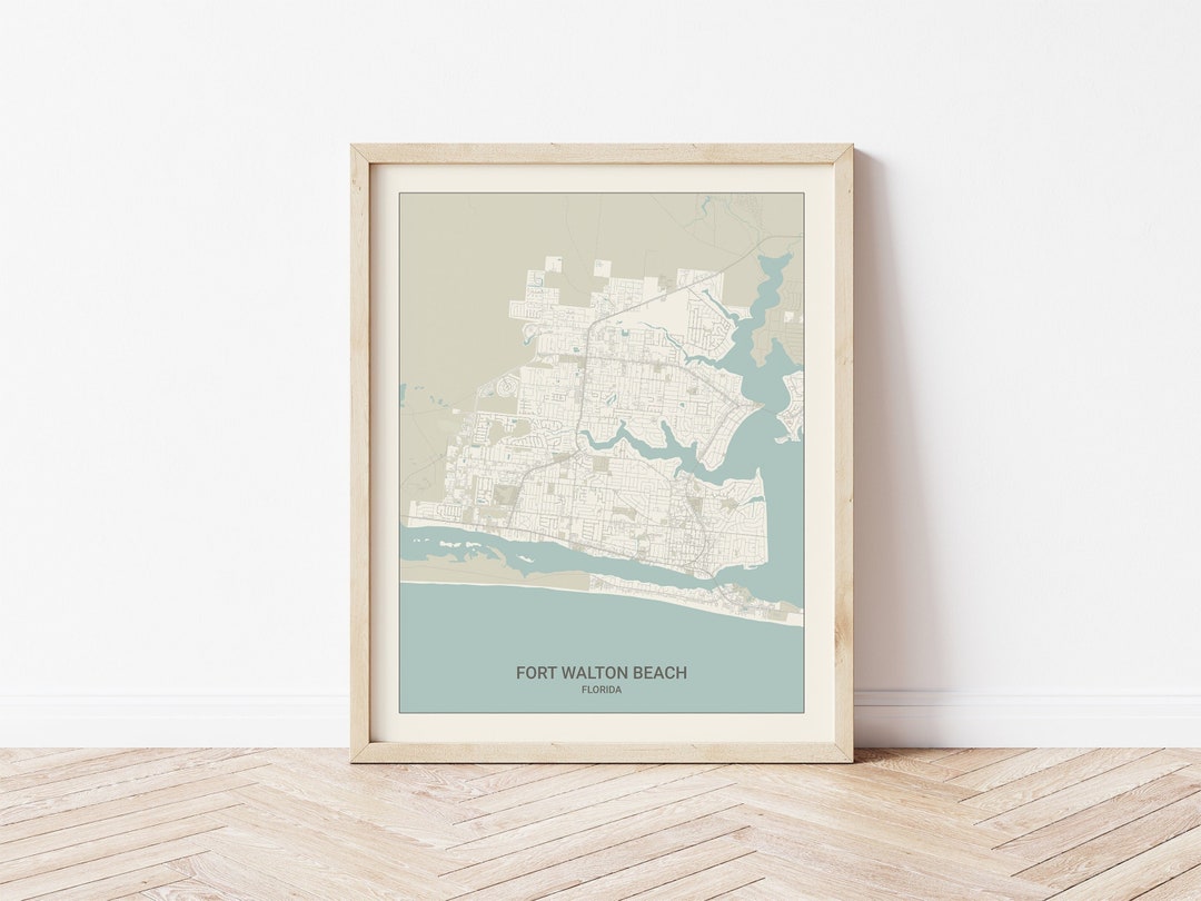 Fort Walton Beach Florida Map Print, Fort Walton Beach Travel Poster ...