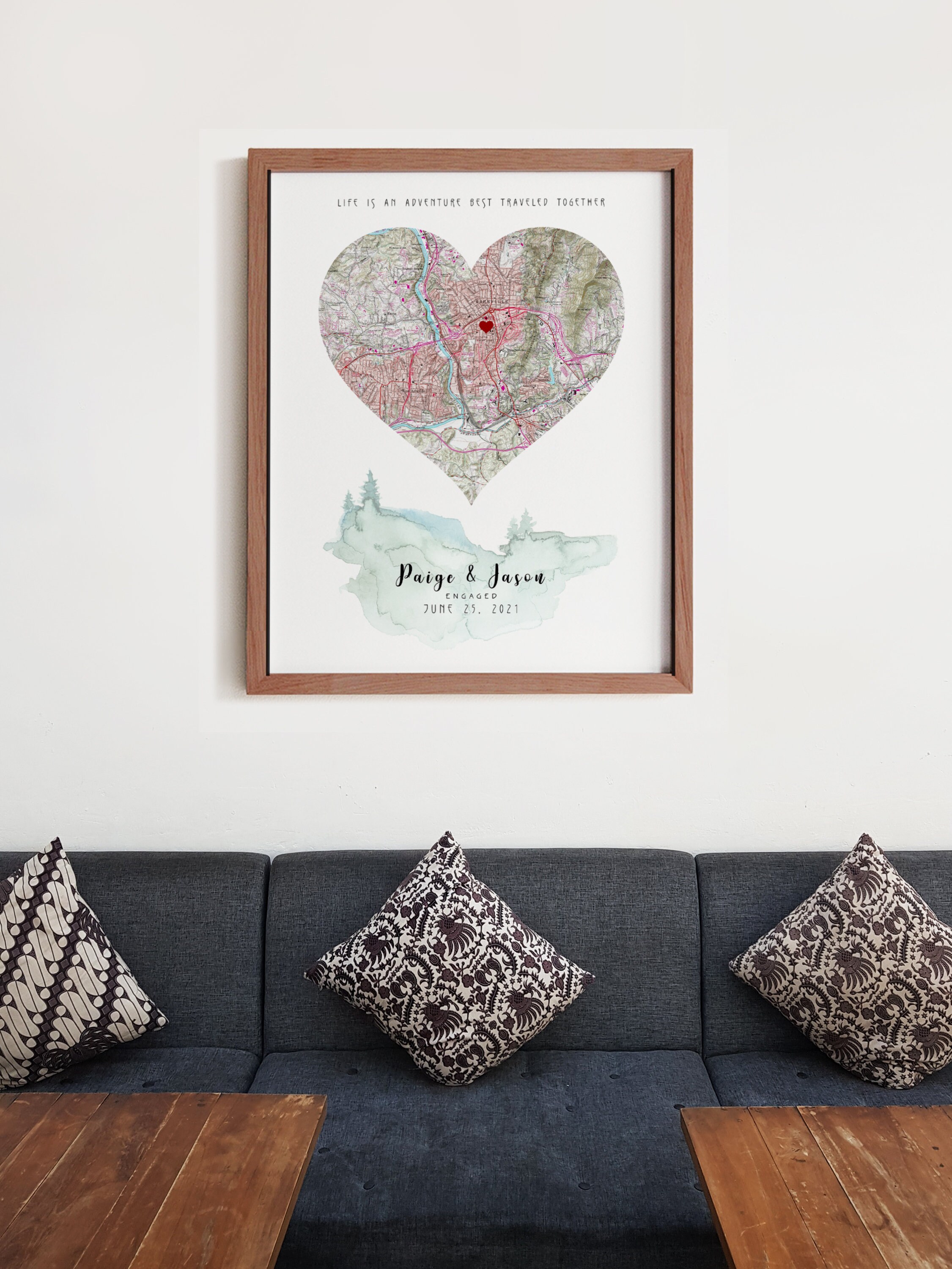 Personalized Engagement Map Gift Engagement Gift for Couple | Etsy