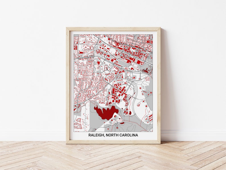 North Carolina State University NCSU Map Print Raleigh NC | Etsy