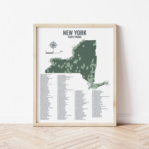 New York State Parks Map - Etsy