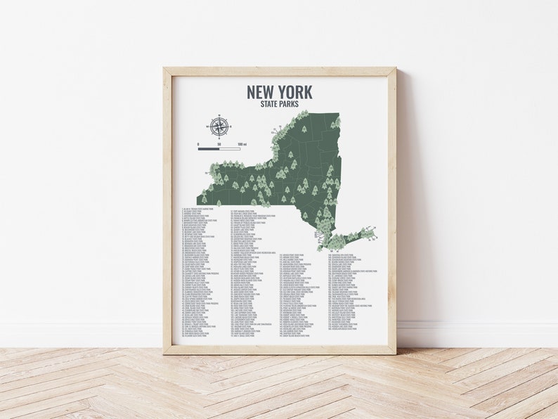New York State Parks Map | Etsy
