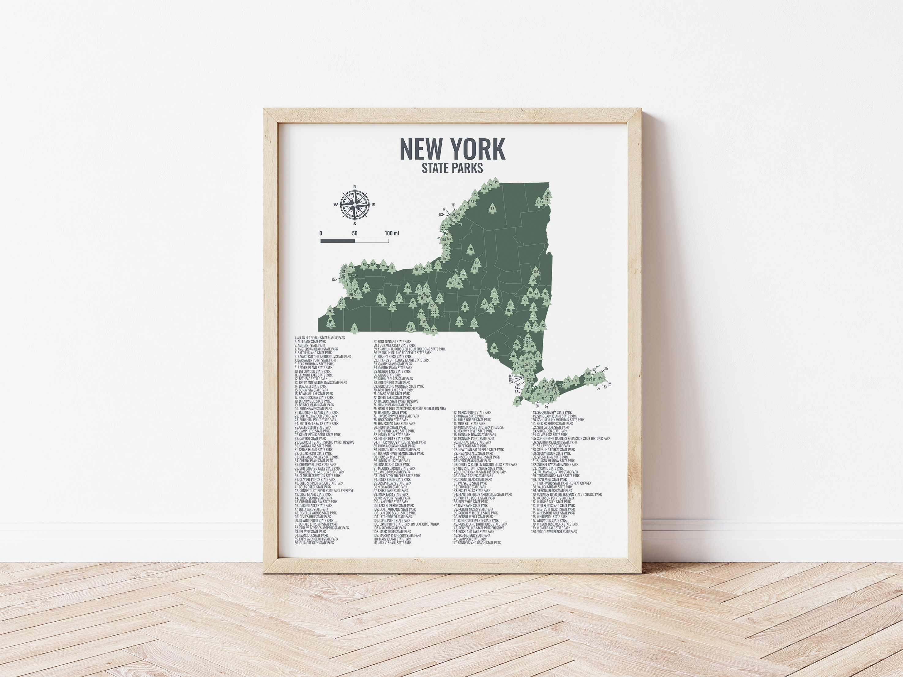 New York State Parks Map | Etsy