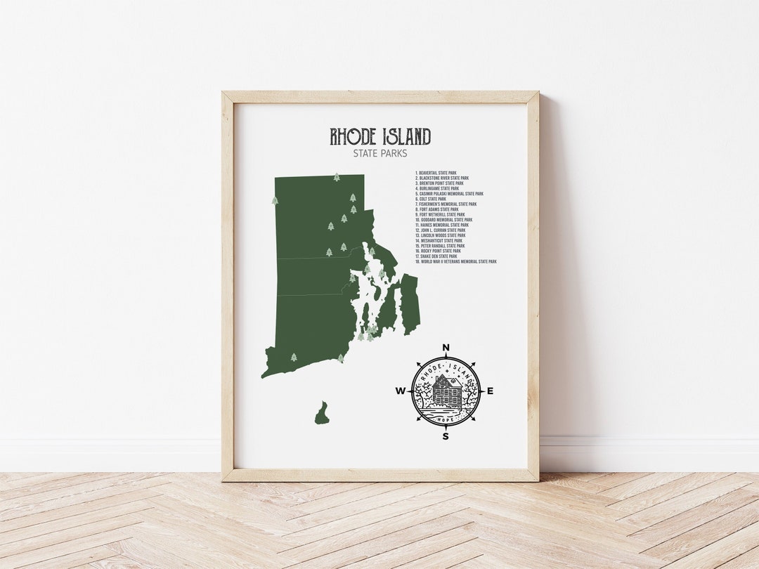 Rhode Island State Parks Map - Etsy
