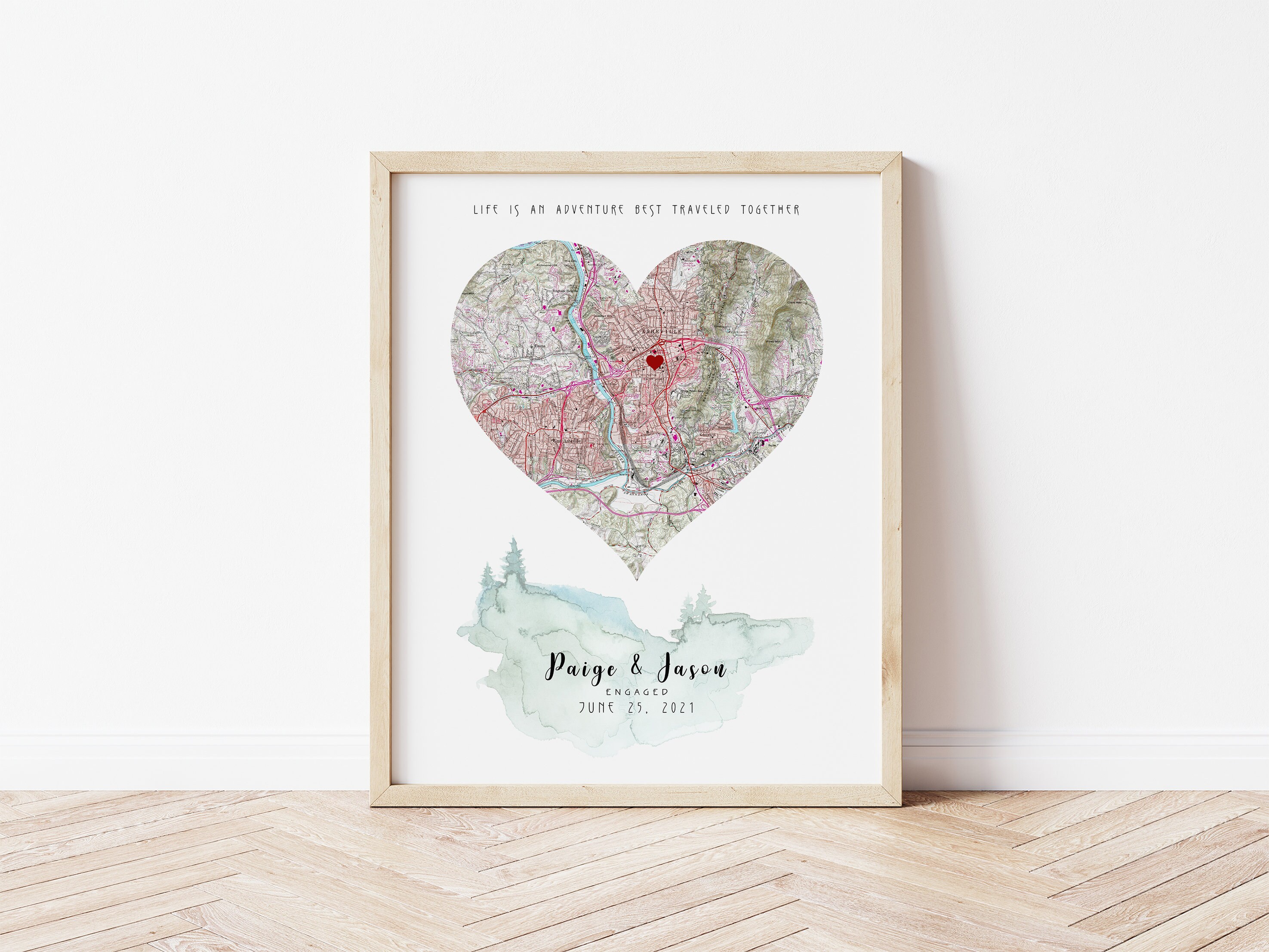 Personalized Engagement Map Gift Engagement Gift for Couple | Etsy