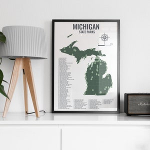 Michigan State Parks Map Print | Etsy