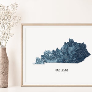Kentucky Hydrological Map Poster (blue) - Etsy