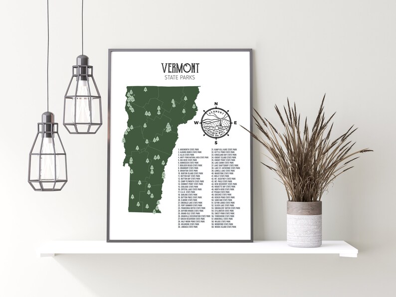 Vermont State Parks Map - Etsy