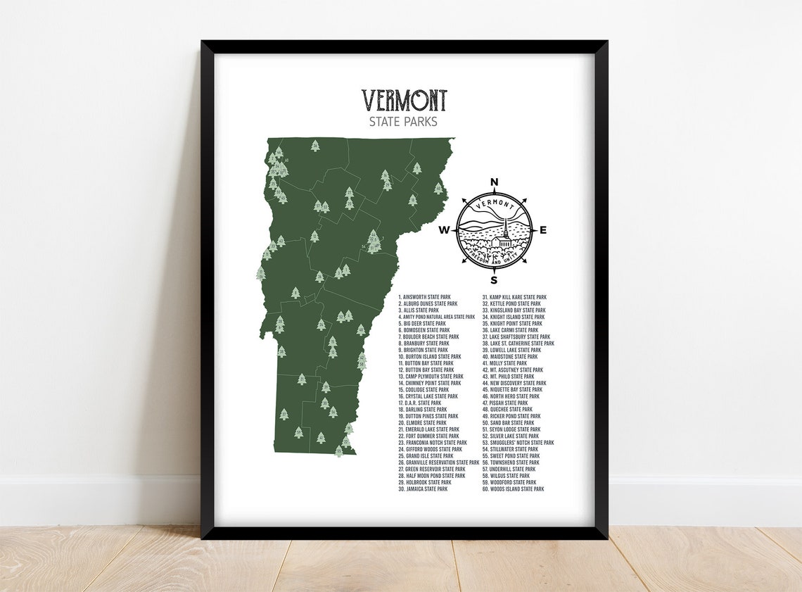 Vermont State Parks Map - Etsy