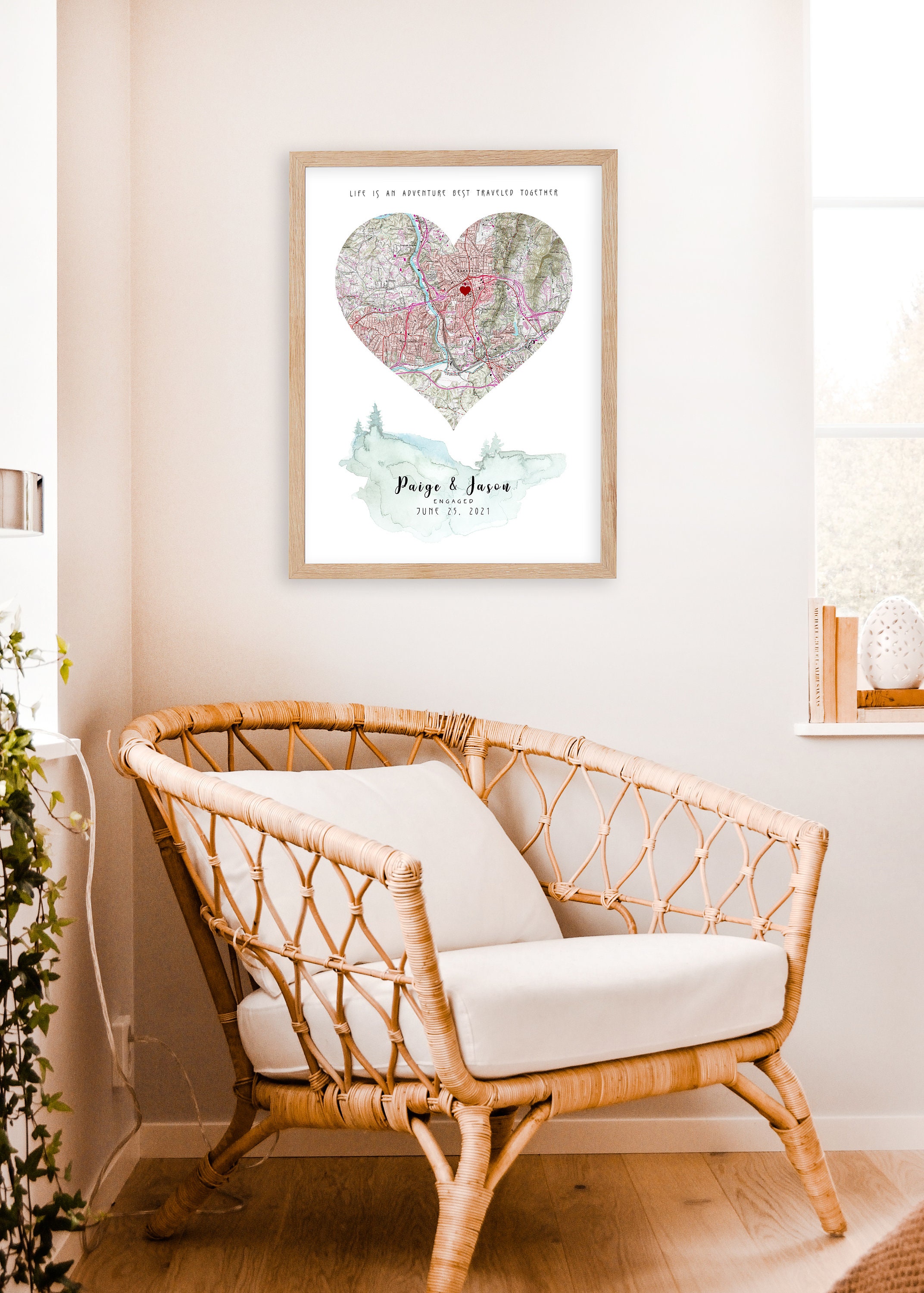 Personalized Engagement Map Gift Engagement Gift for Couple | Etsy