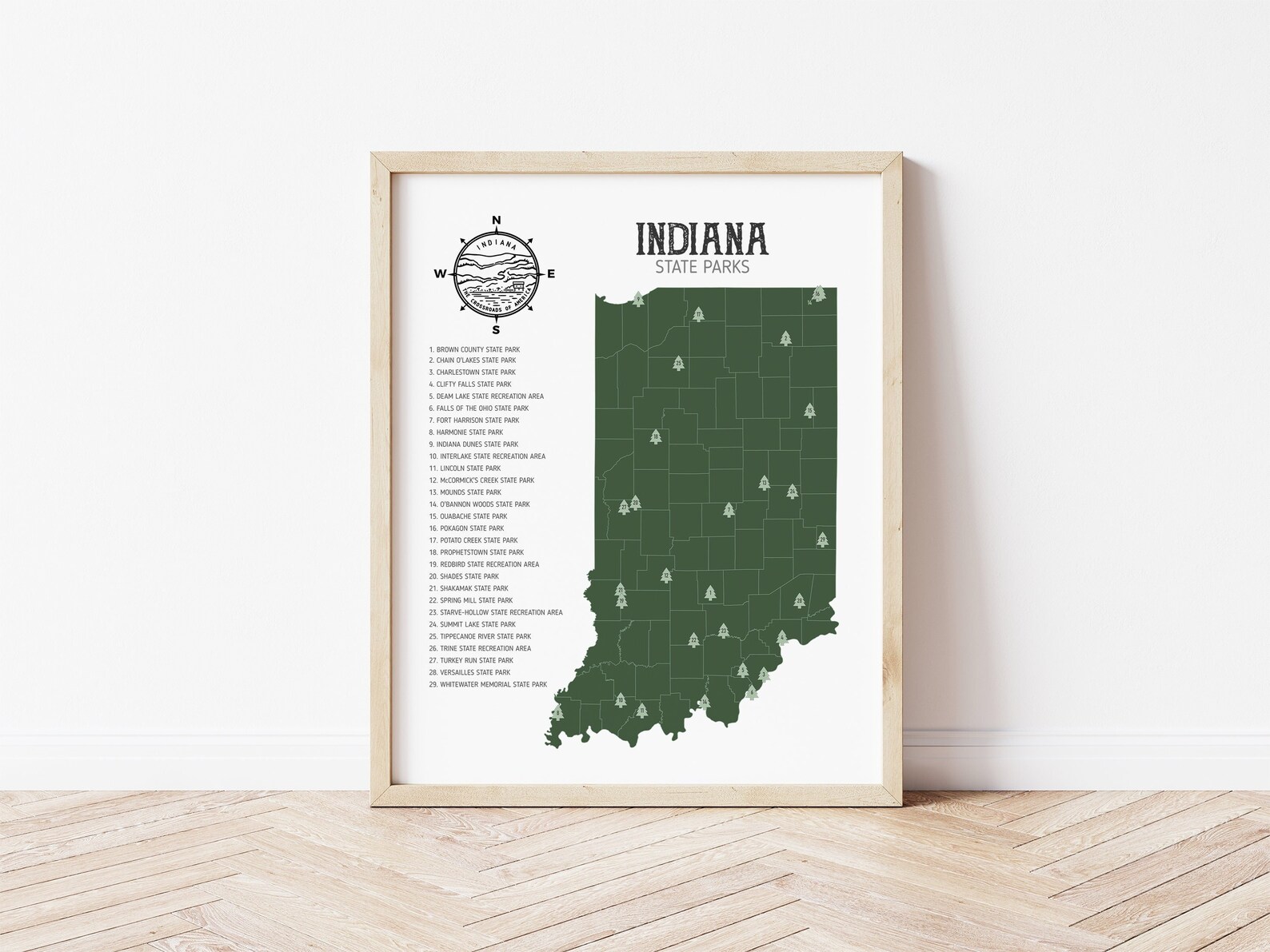 Indiana State Parks Map - Etsy