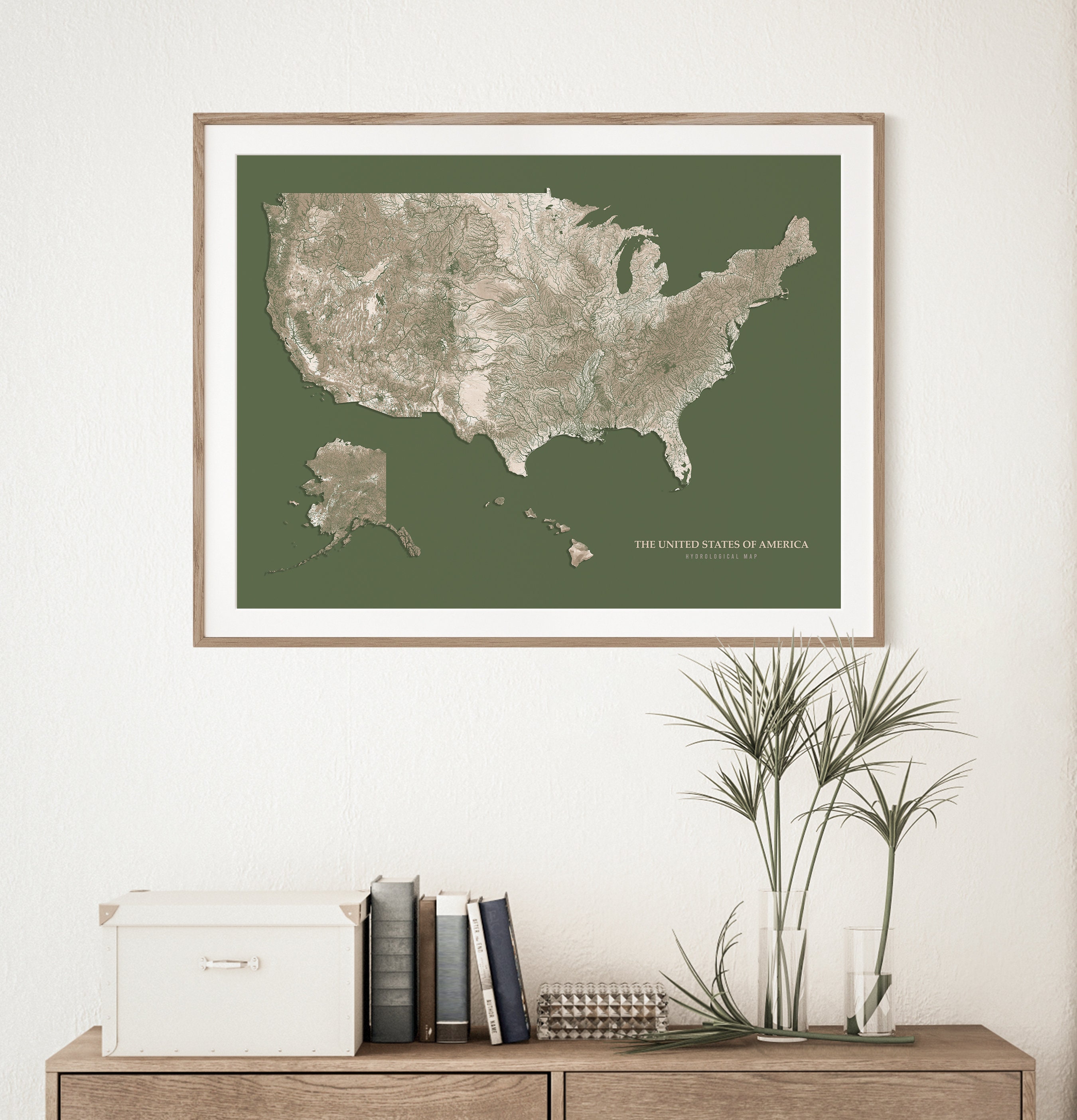 United States Hydrological Map green Map of US Rivers and | Etsy