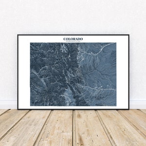Colorado Hydrological Map Poster Blue | Etsy