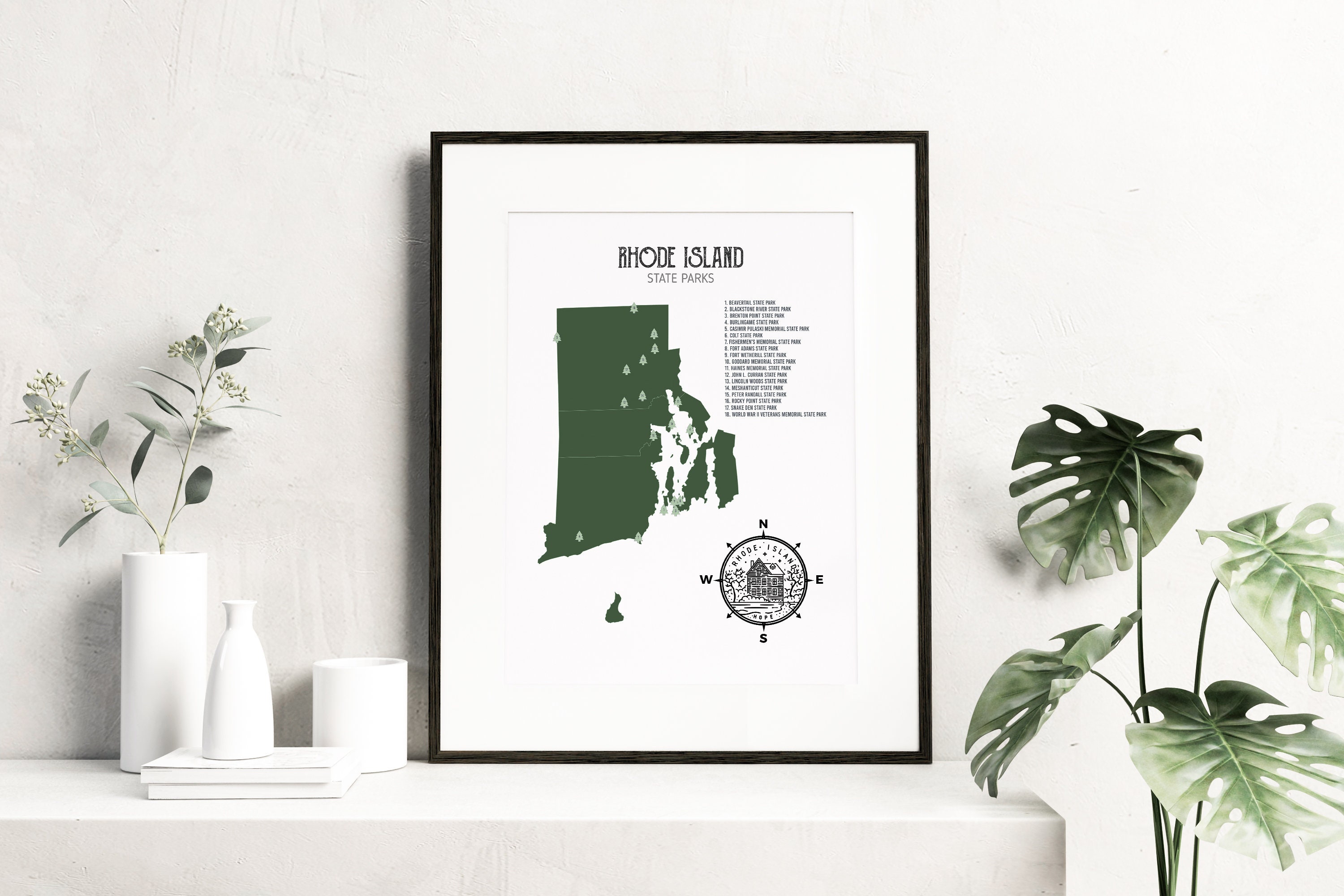 Rhode Island State Parks Map - Etsy