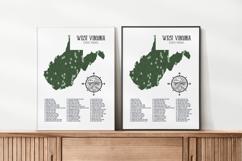 West Virginia State Parks Map, Family Adventure Map Gift - Etsy