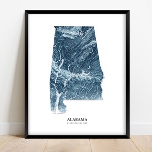 Alabama Hydrological Map (blue) Poster - Etsy