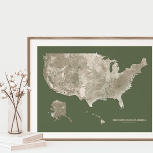 United States Hydrological Map (green), Map of US Rivers and Lakes ...