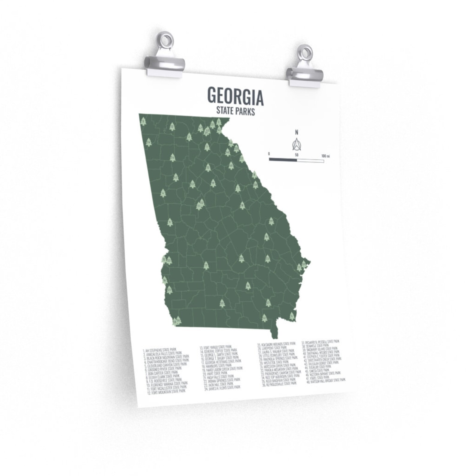 Georgia State Parks Map Print | Etsy