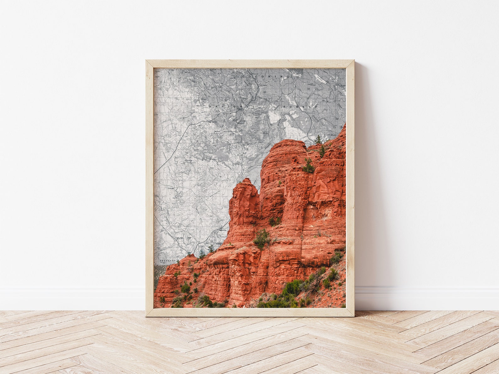 Sedona Arizona Print With Vintage Topographic Map Background | Etsy