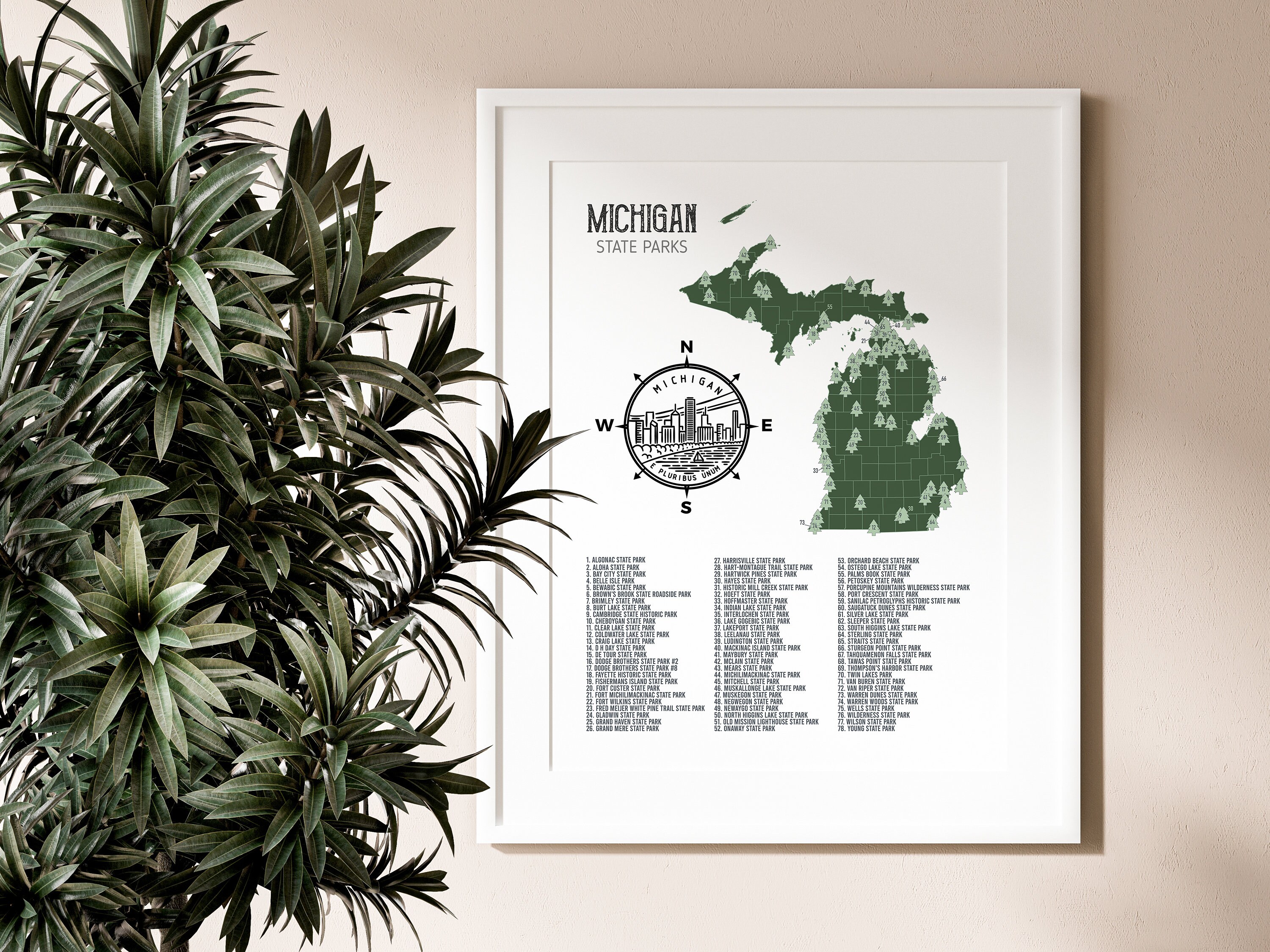 Michigan State Parks Map Print - Etsy