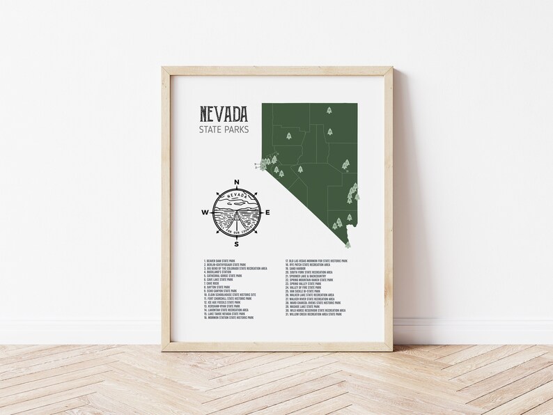 Nevada State Parks Map - Etsy