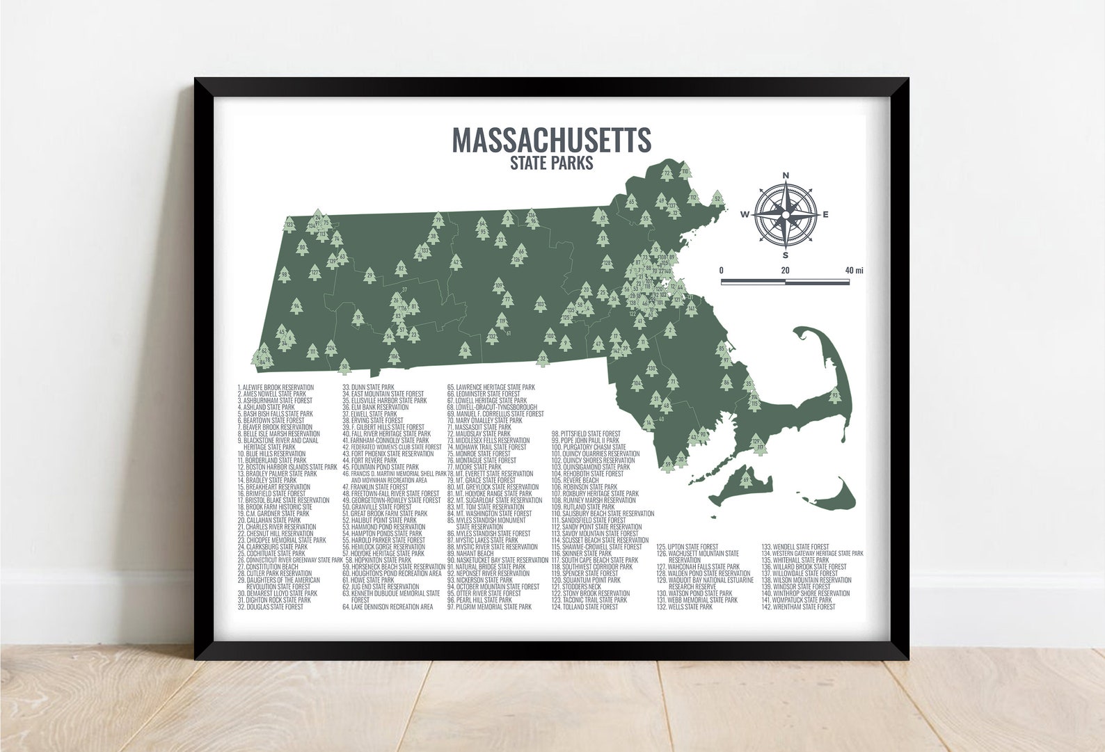 Massachusetts State Parks Map - Etsy