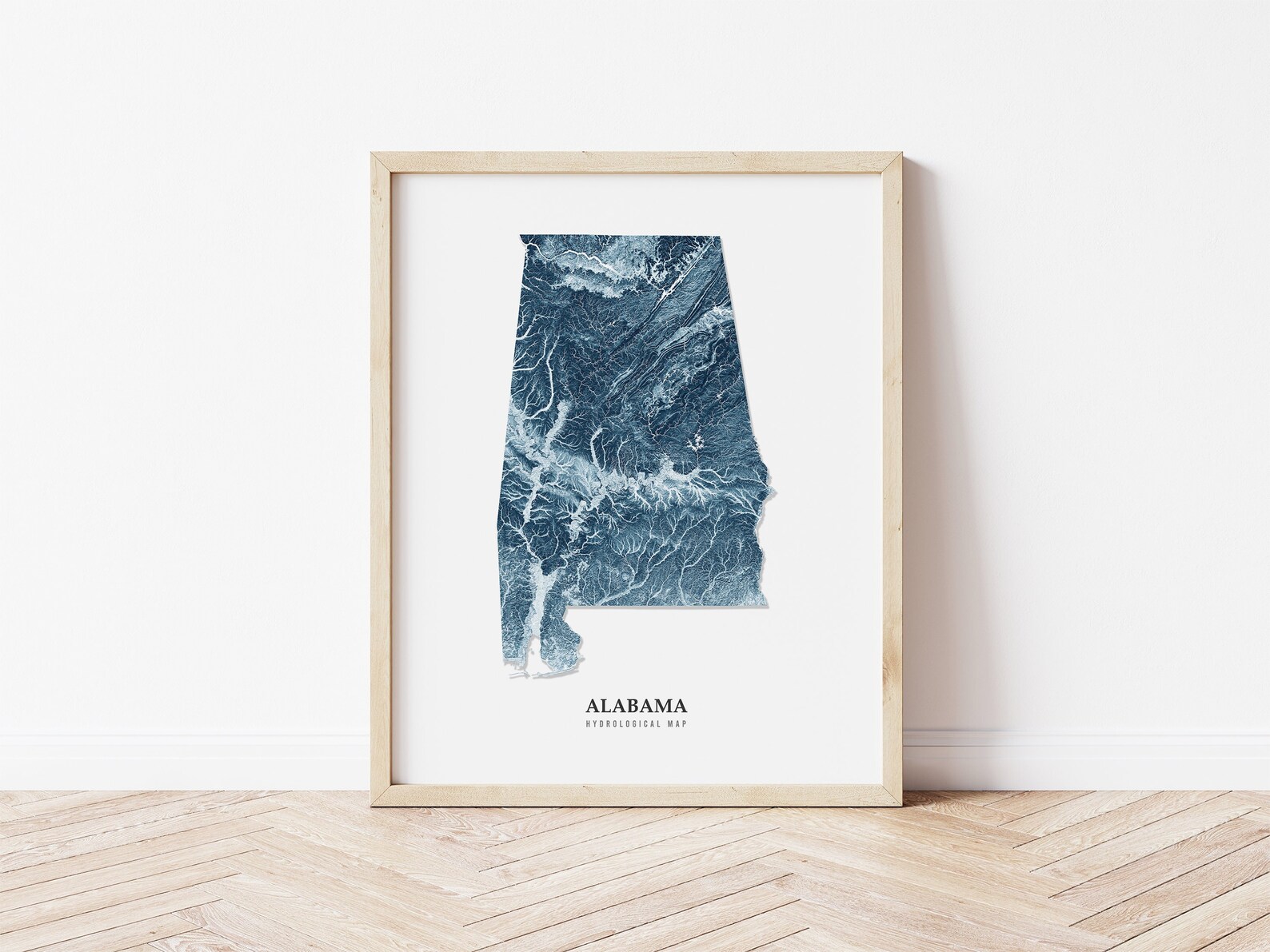Alabama Hydrological Map blue Poster - Etsy