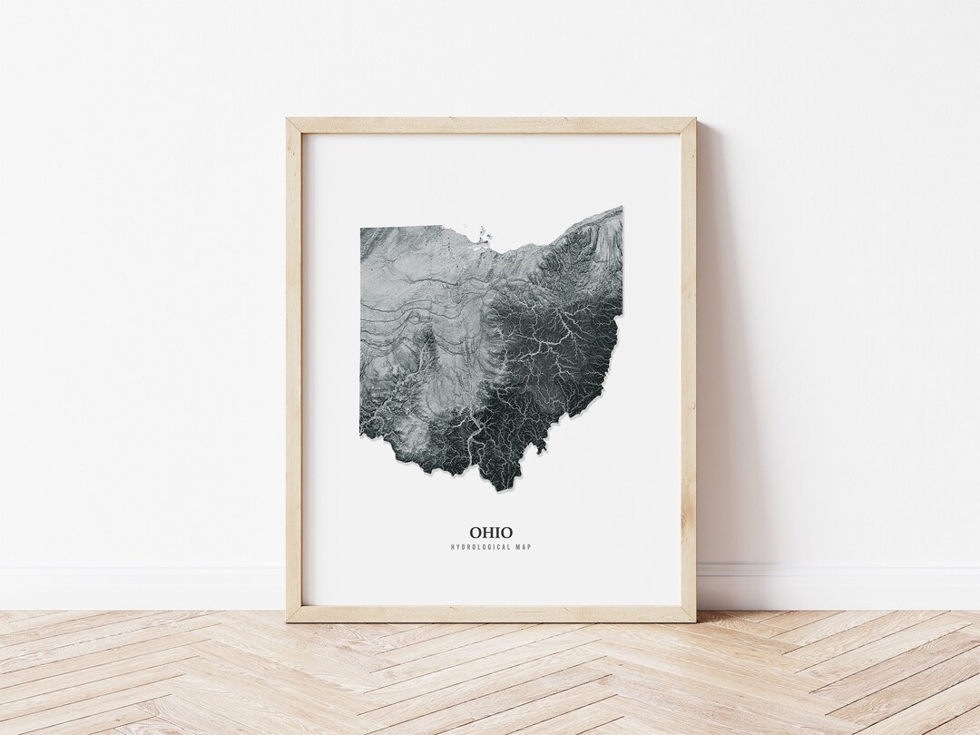 Ohio Hydrological Map Poster (black) - Etsy