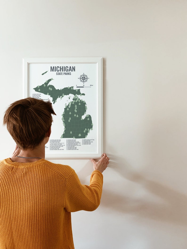 Michigan State Parks Map Print | Etsy