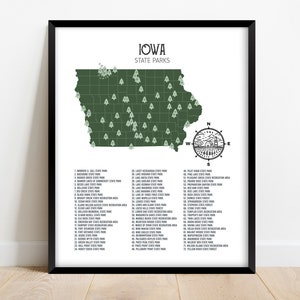 Iowa State Parks Map - Etsy