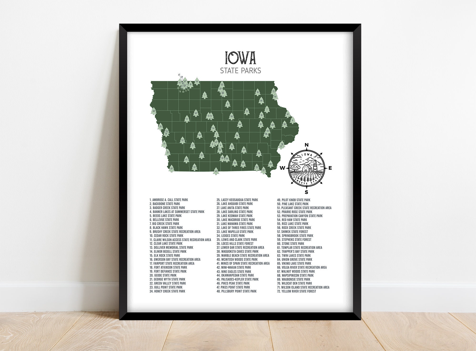 Iowa State Parks Map - Etsy