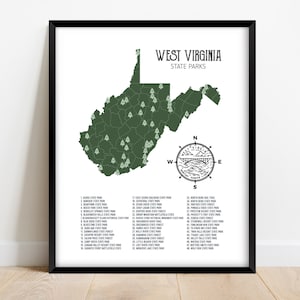 West Virginia State Parks Map, Family Adventure Map Gift - Etsy