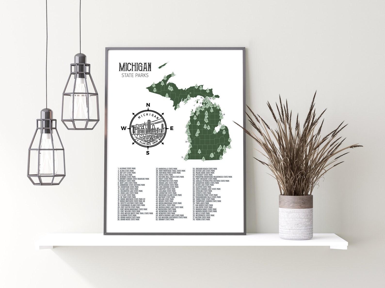 Michigan State Parks Map Print - Etsy