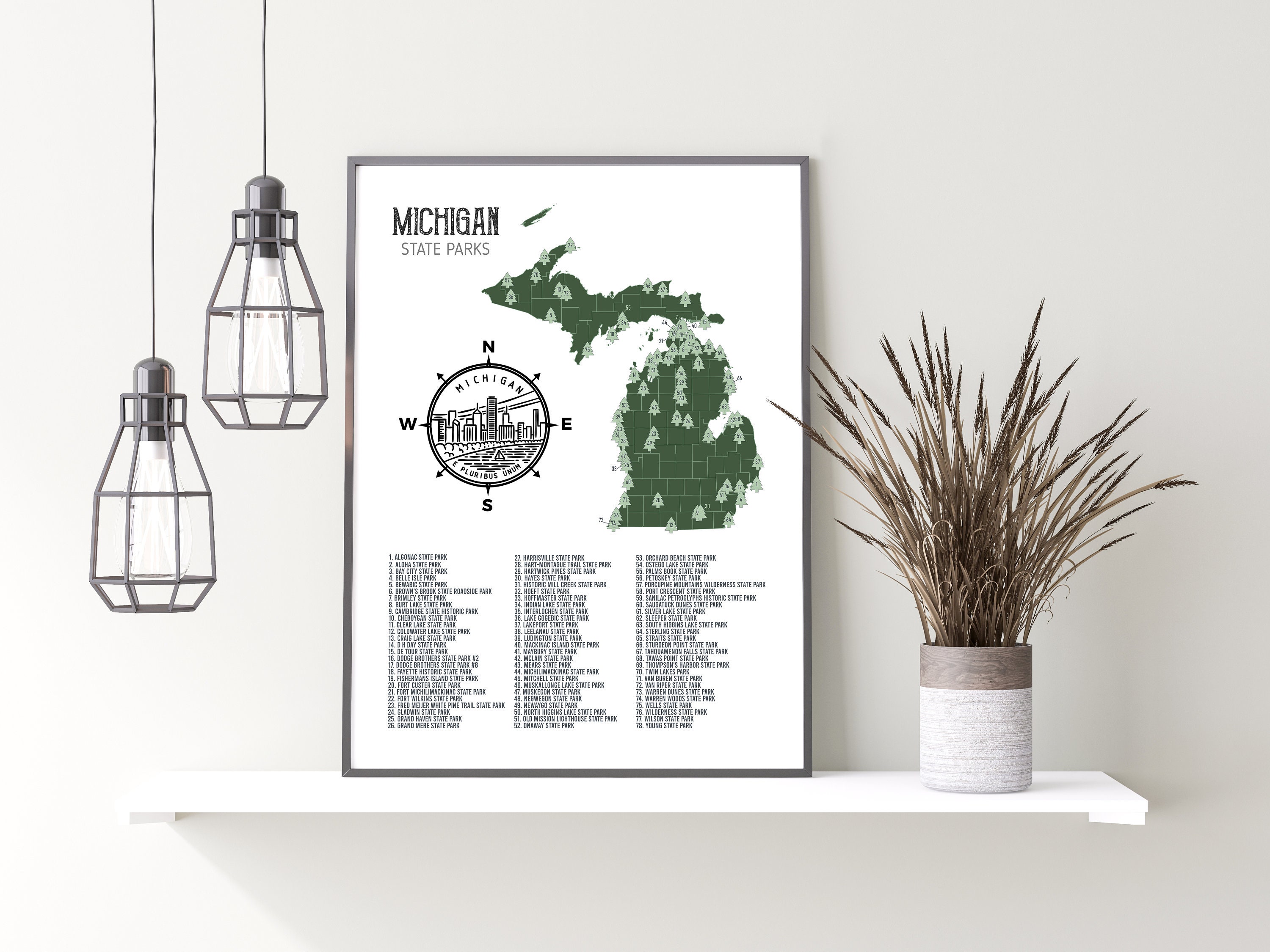 Michigan State Parks Map Print - Etsy