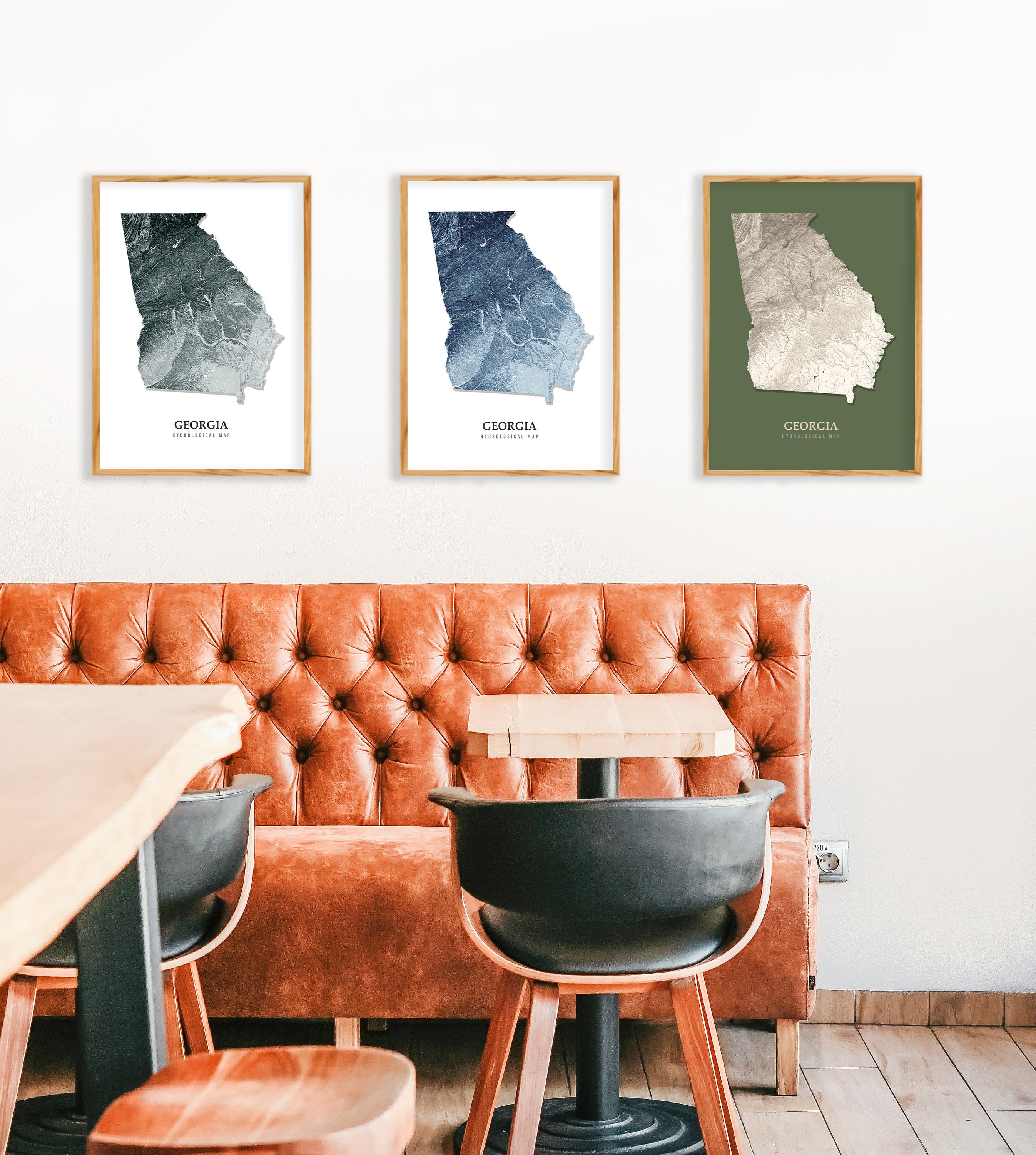 Georgia Hydrological Map Poster blue | Etsy