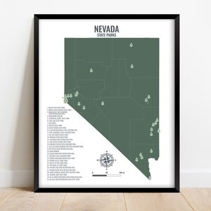 Nevada State Parks Map | Etsy