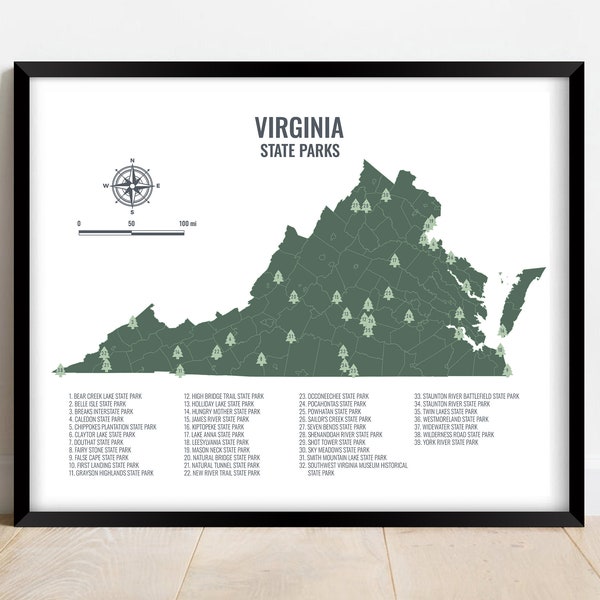 Map of Virginia - Etsy