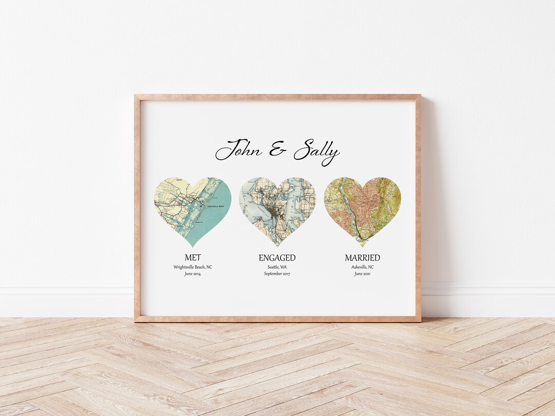 Wedding Map Gift, Anniversary Map Gift - Etsy