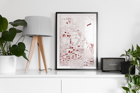 Bloomington IN Map Print Indiana University Campus Map - Etsy