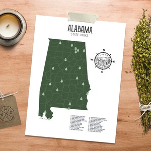 Alabama State Parks Map - Etsy