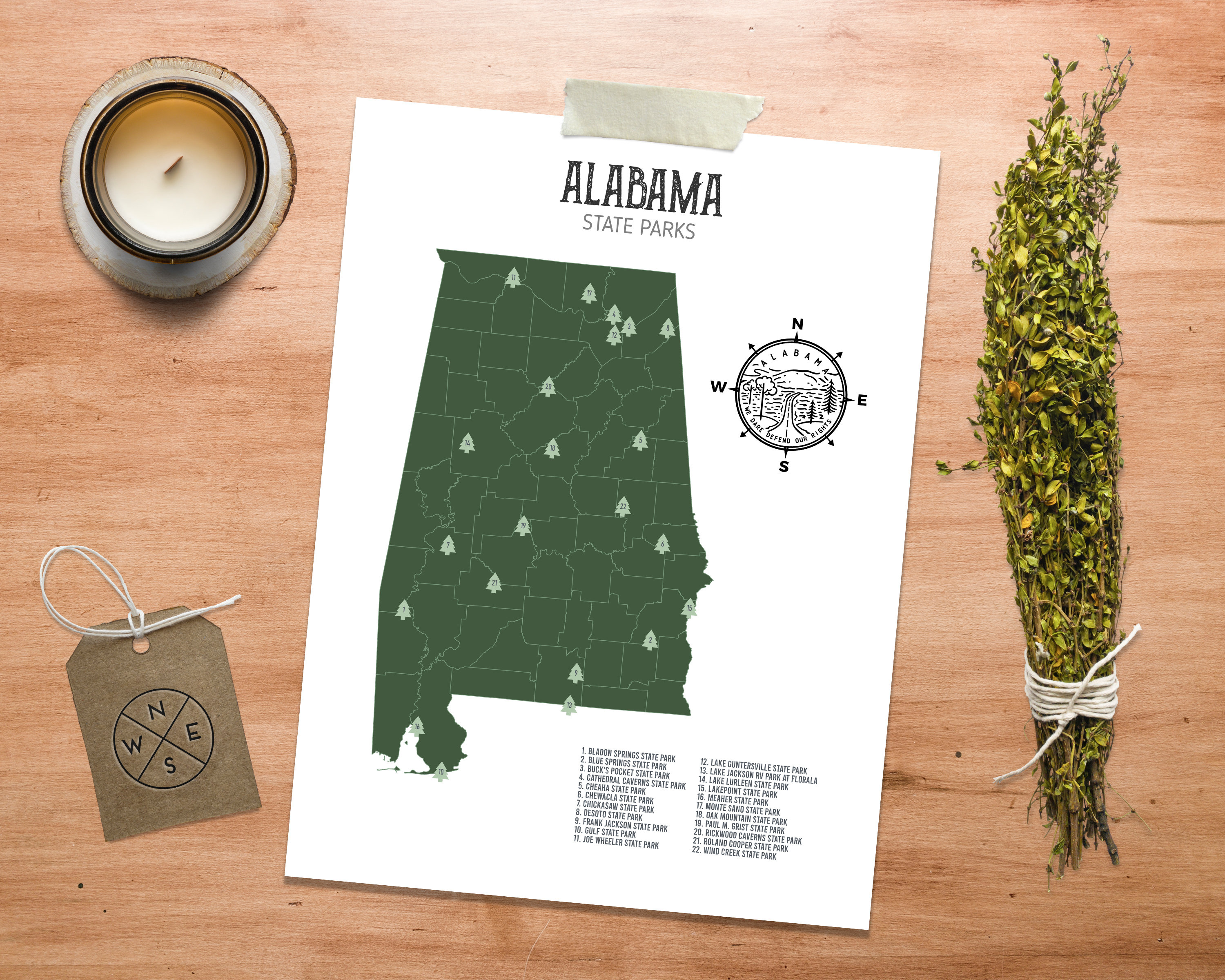Alabama State Parks Map - Etsy