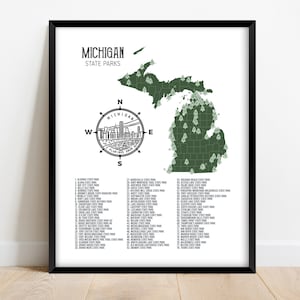 Michigan State Parks Map Print - Etsy