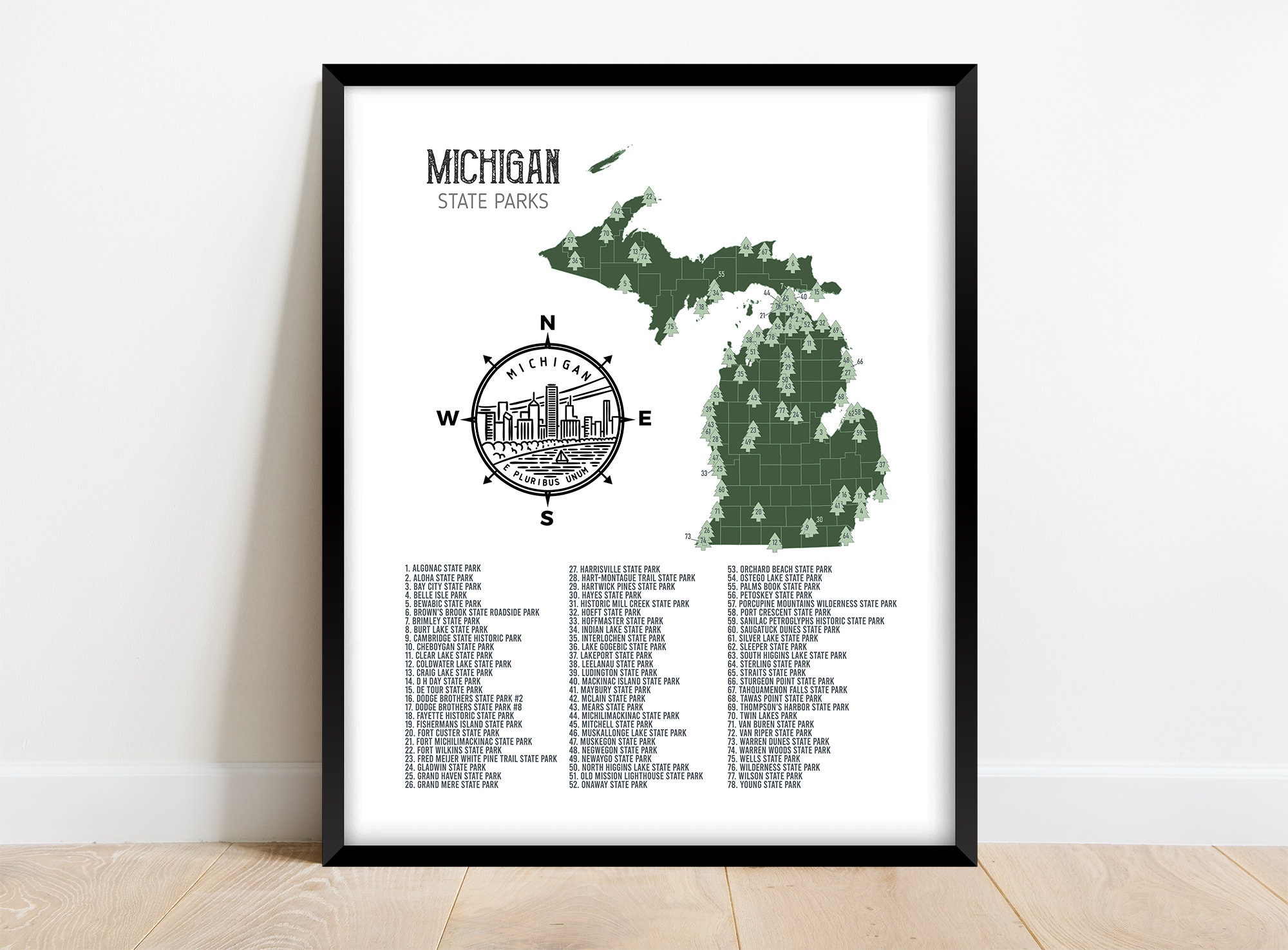 Michigan State Parks Map Print - Etsy